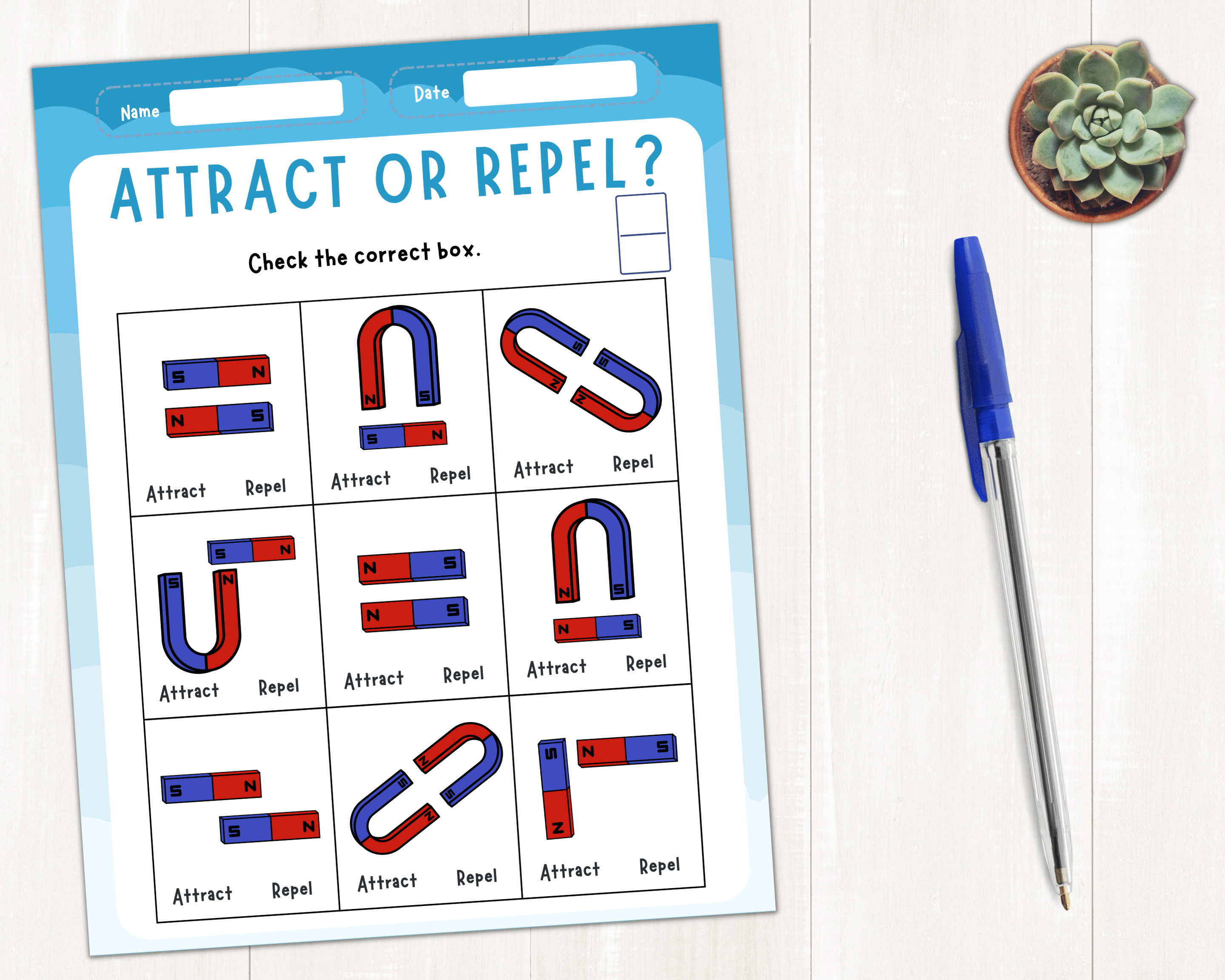 Magnets: Attract or Repel Worksheets, Magnets Activities, Magnetism ...