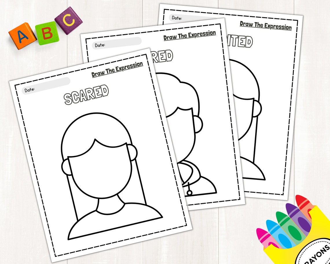 Draw the Expression Worksheets - Drawing Facial Expressions - Emotions ...