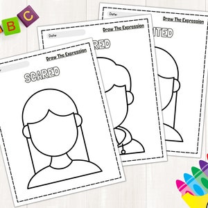 Draw the Expression Worksheets - Drawing Facial Expressions - Emotions ...