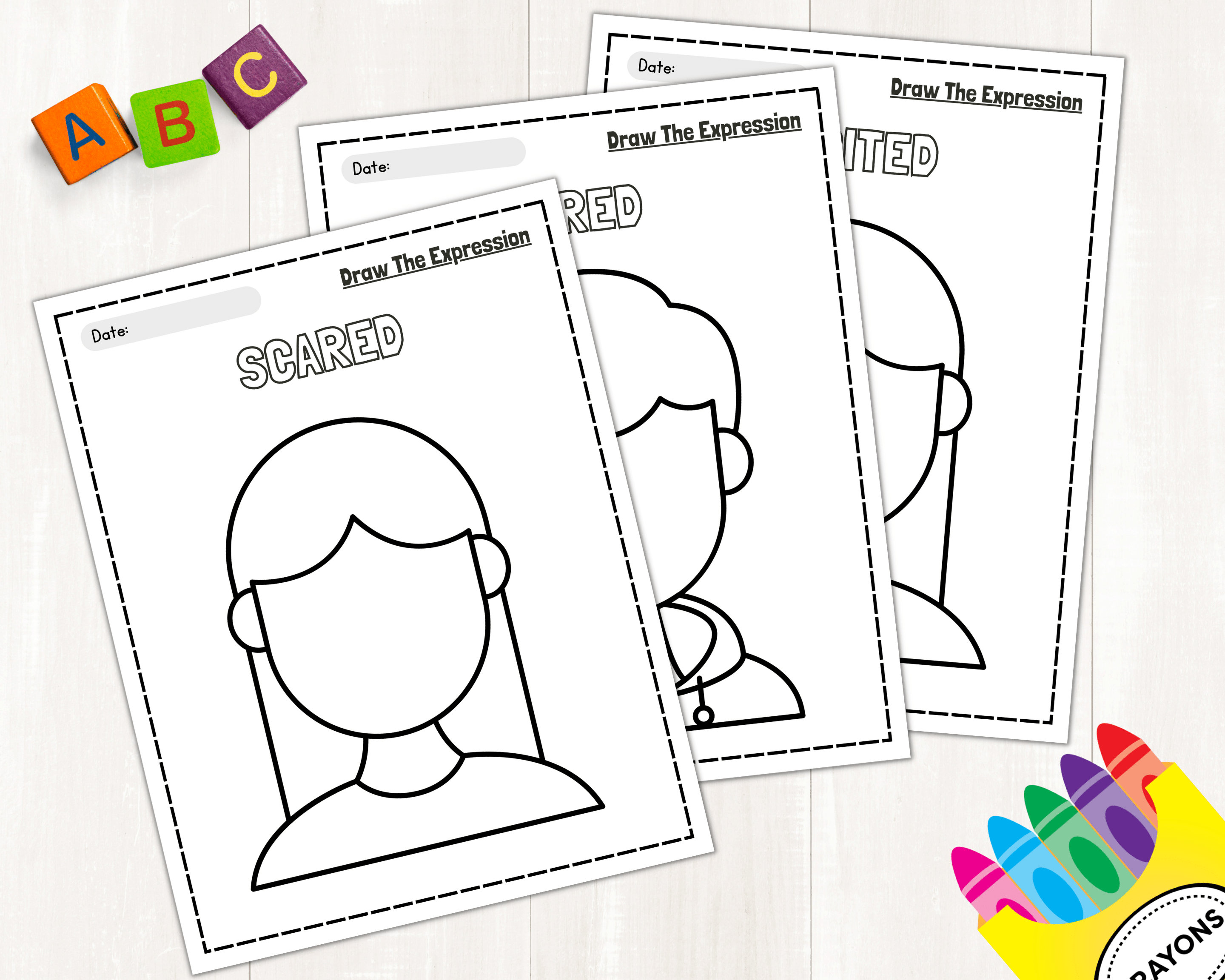 Draw the Expression Worksheets - Drawing Facial Expressions - Emotions ...