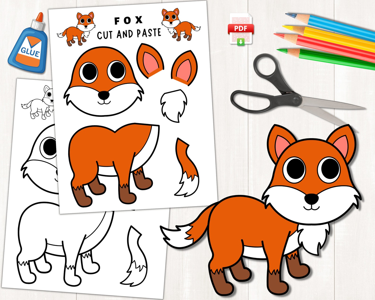 Printable Fox Craft Template for Kids | Forest Animal Crafts | Build a ...