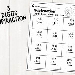 2 and 3 Digit Subtraction With and Without Regrouping Worksheets | Math ...