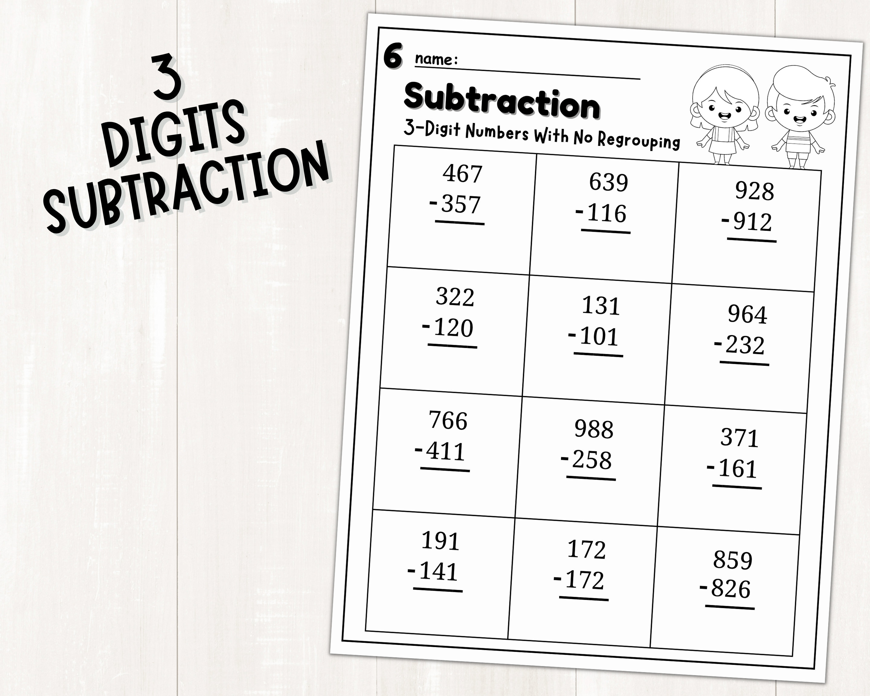 2 and 3 Digit Subtraction With and Without Regrouping Worksheets | Math ...
