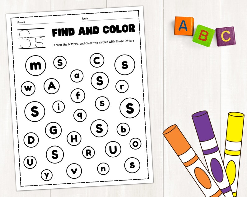 Alphabet Find and Color Worksheets | Alphabet Letter Recognition ...