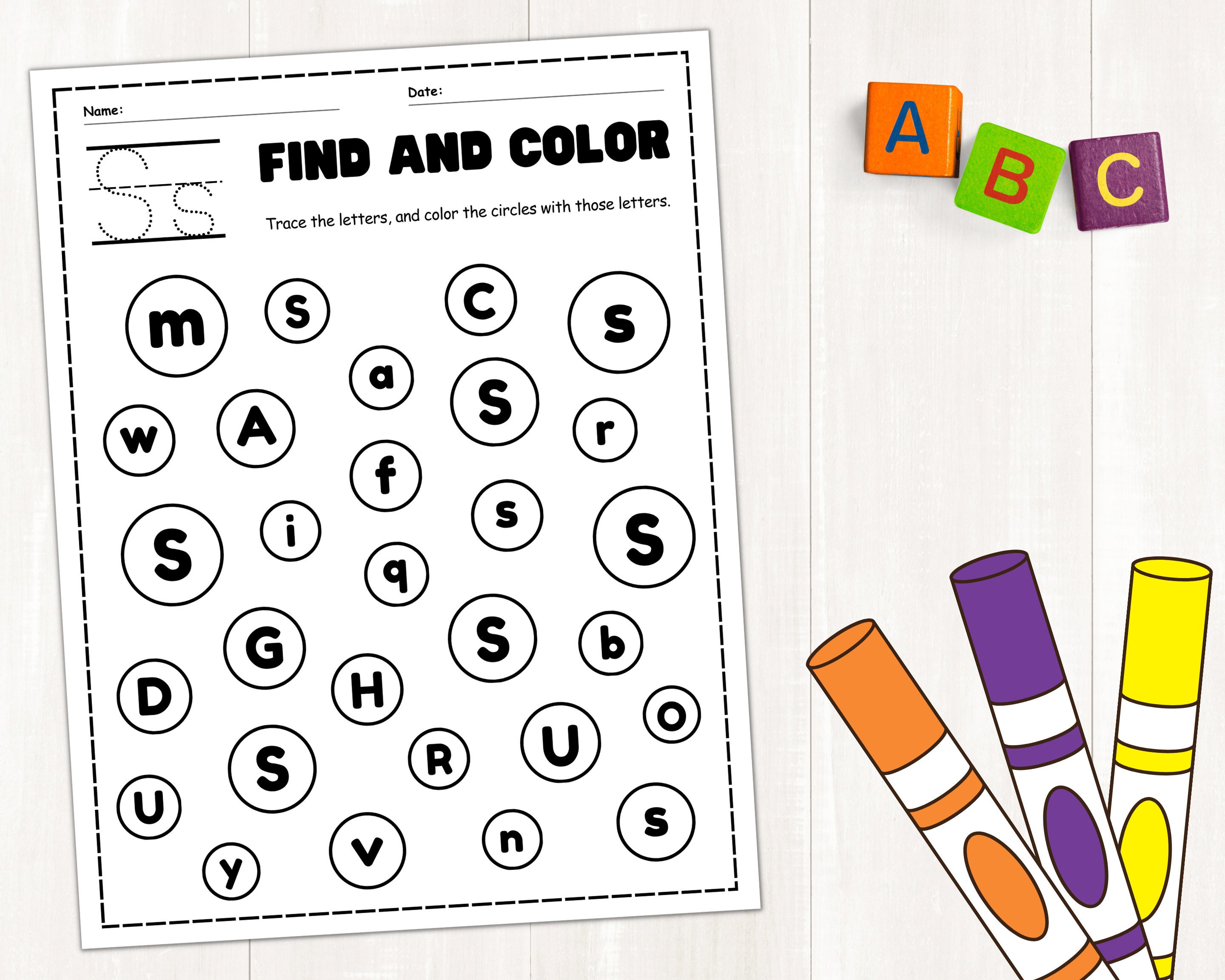 Alphabet Find and Color Worksheets | Alphabet Letter Recognition ...