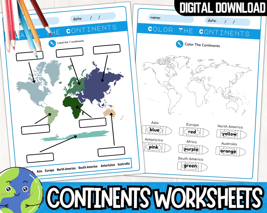 continents of the world worksheets