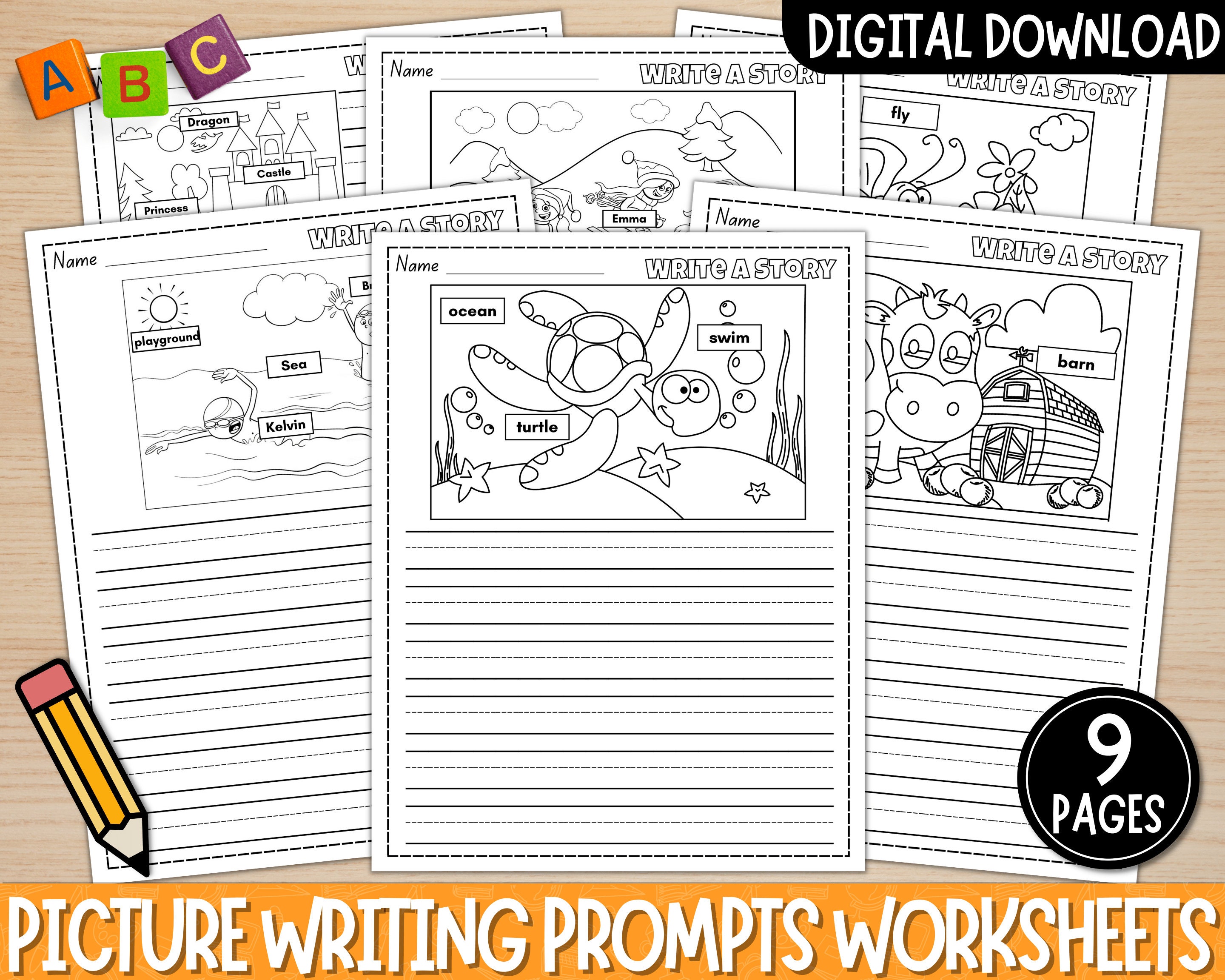 Picture Writing Prompts With Labels | Kindergarten Picture Writing ...