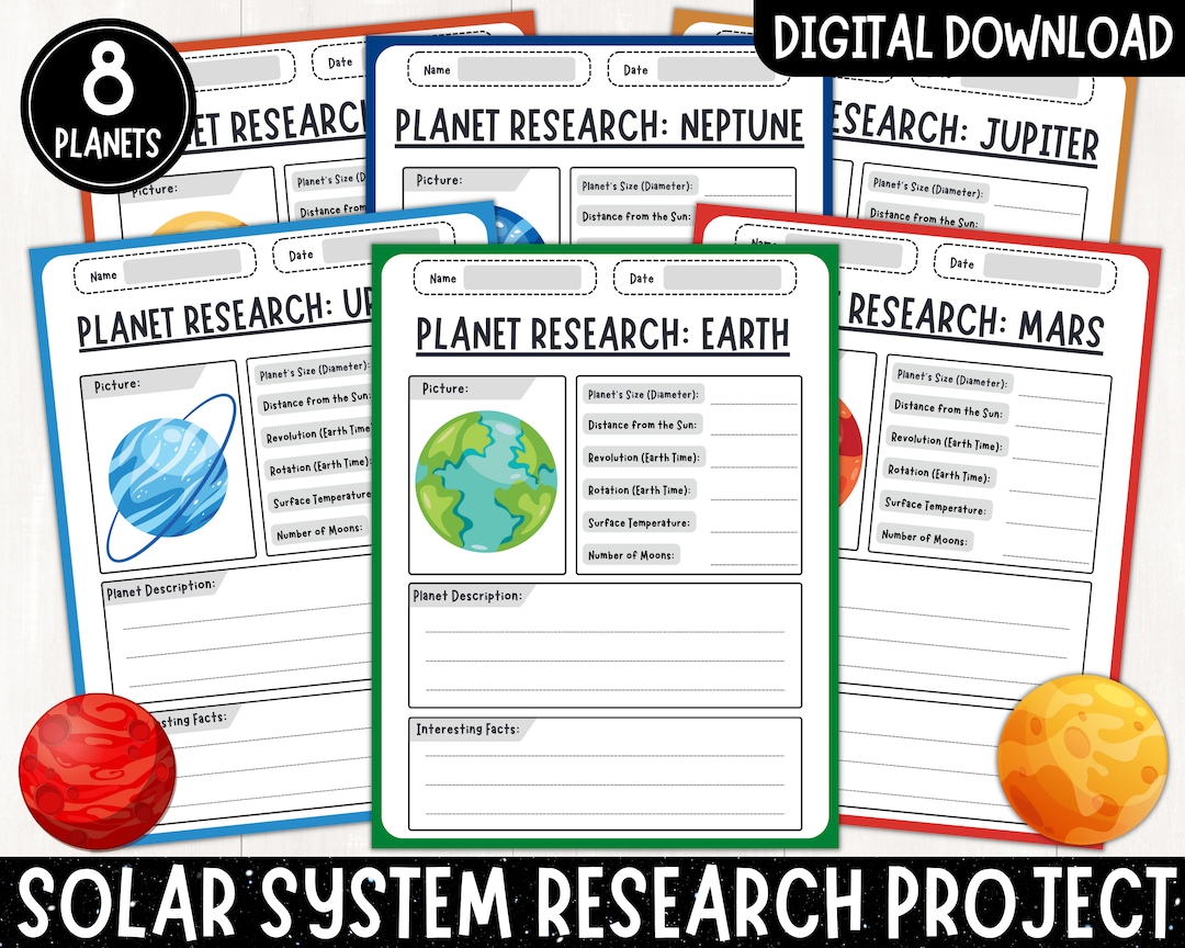 Solar System Planets Research Project Printable Templates, Planets Fact ...