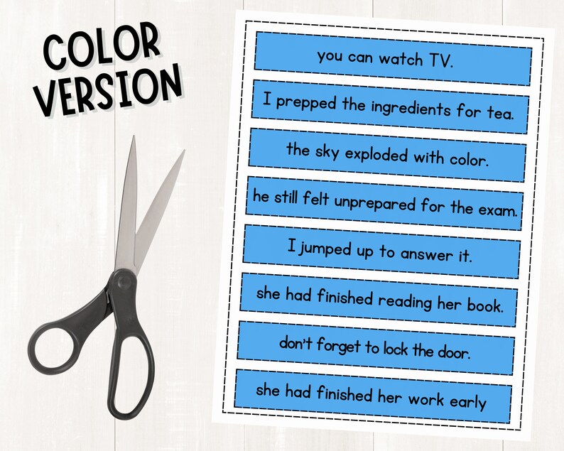 Complex Sentences Hands-on Activity Sentence Building Activity Sentence ...