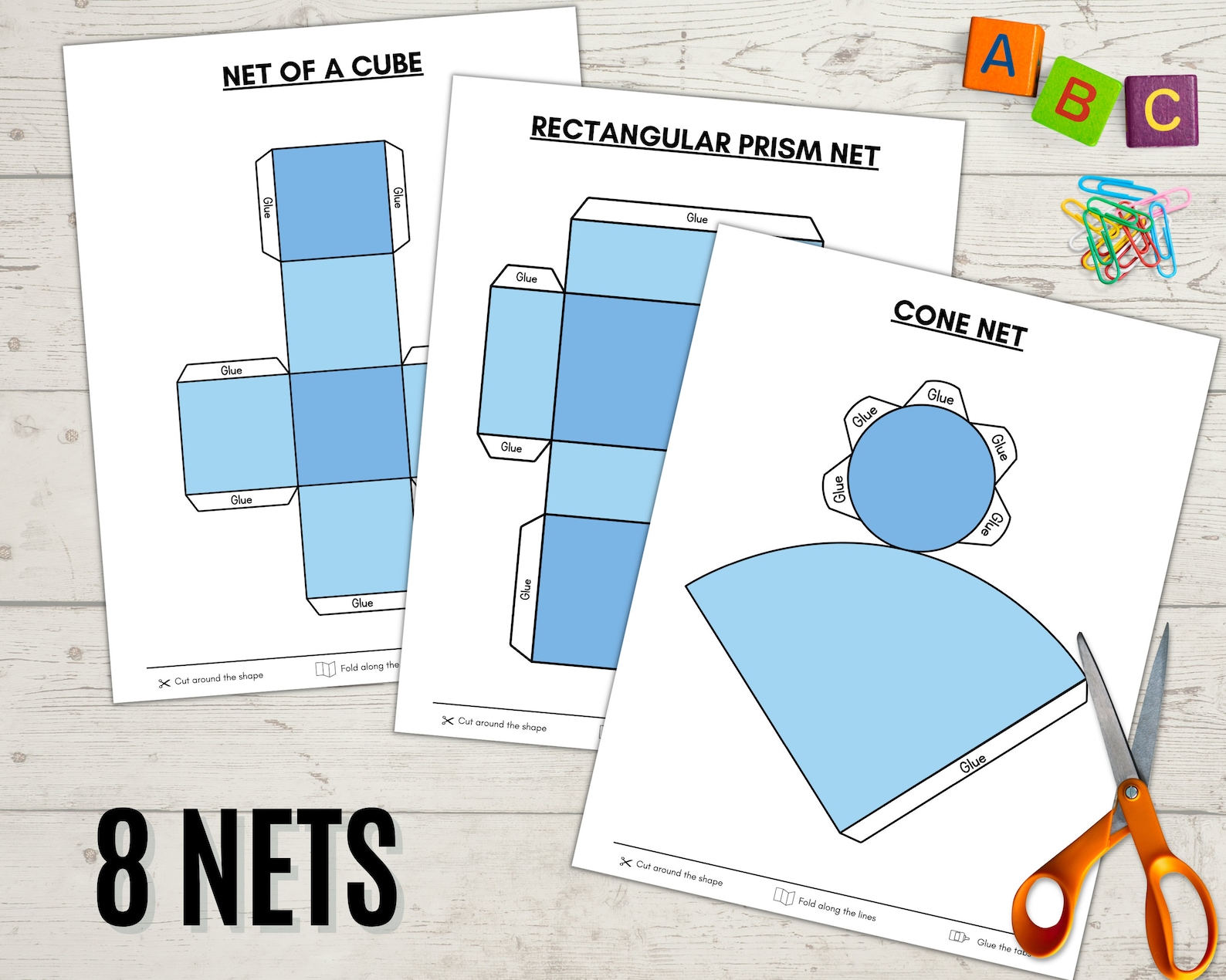Cutout 3D Shape Nets Craft Activity Worksheets, Build 3D Shapes ...