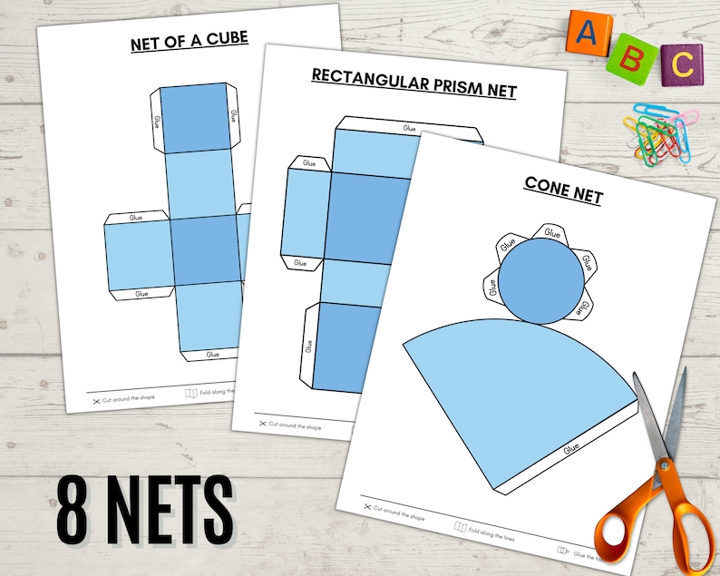 Cutout 3D Shape Nets Craft Activity Worksheets, Build 3D Shapes ...