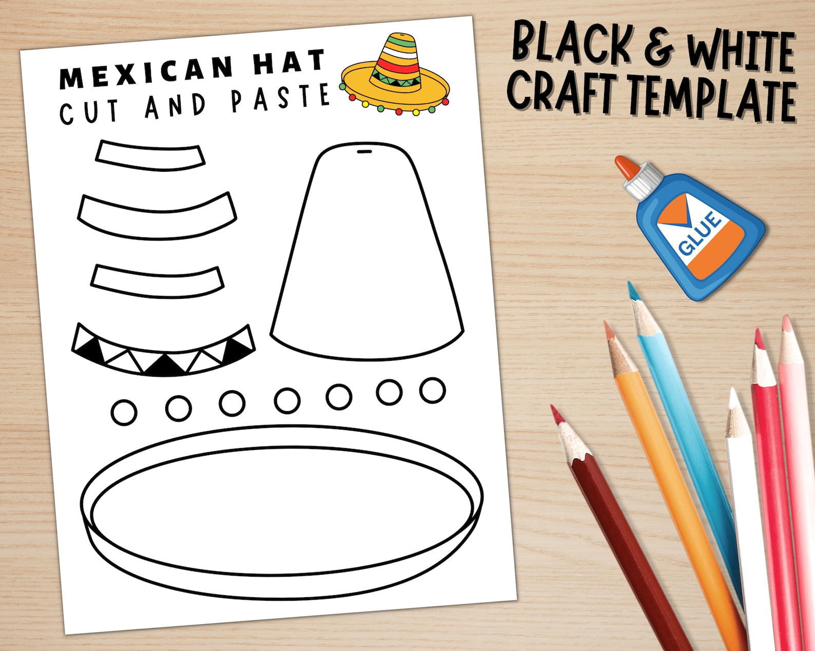 Printable Sombrero Hat Craft | Hispanic Heritage Month Craft | Cinco De ...