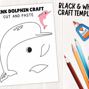 Pink Dolphin Craft Template for Kids | Ocean Animal Craft | Summer ...
