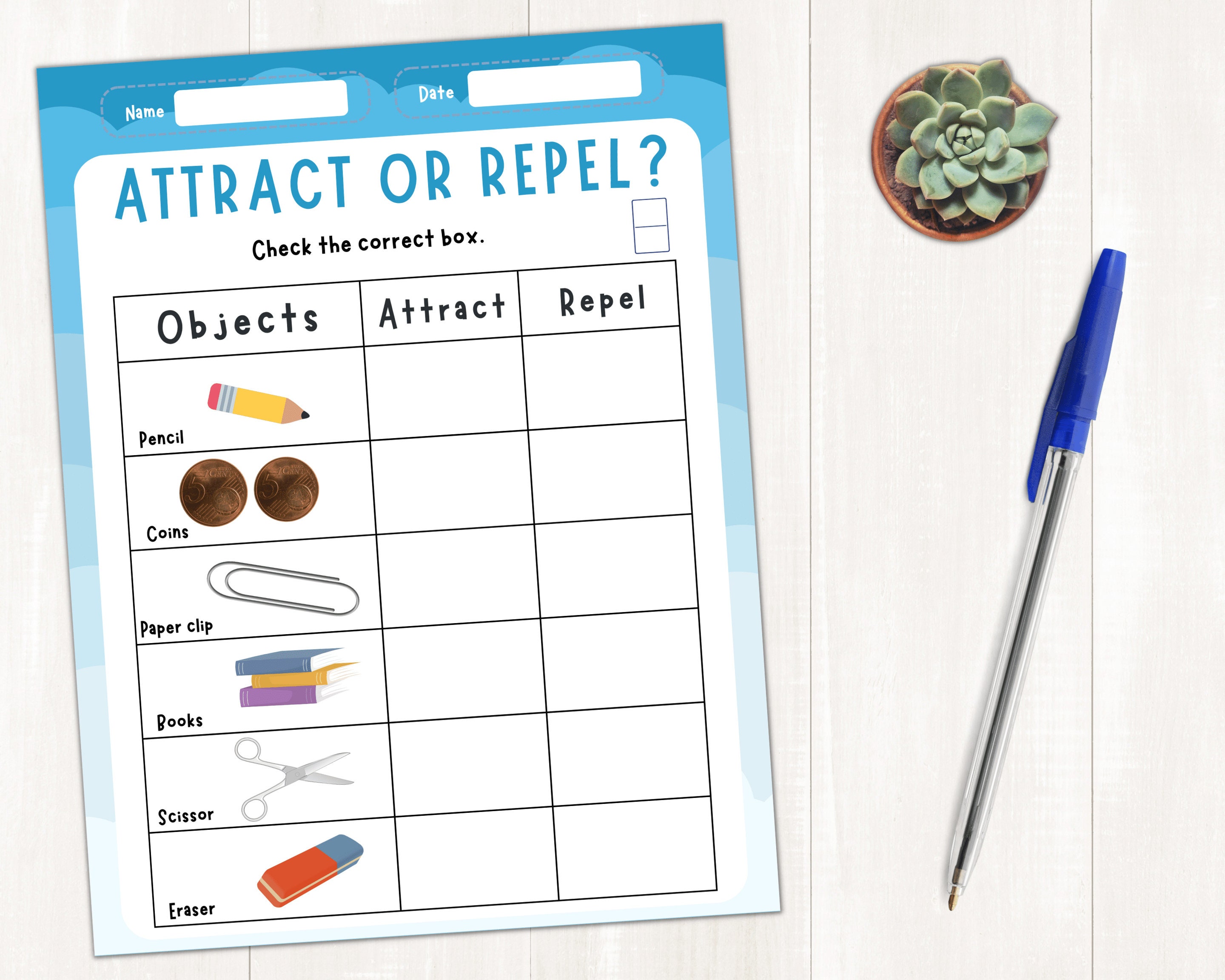 Magnets: Attract or Repel Worksheets, Magnets Activities, Magnetism ...
