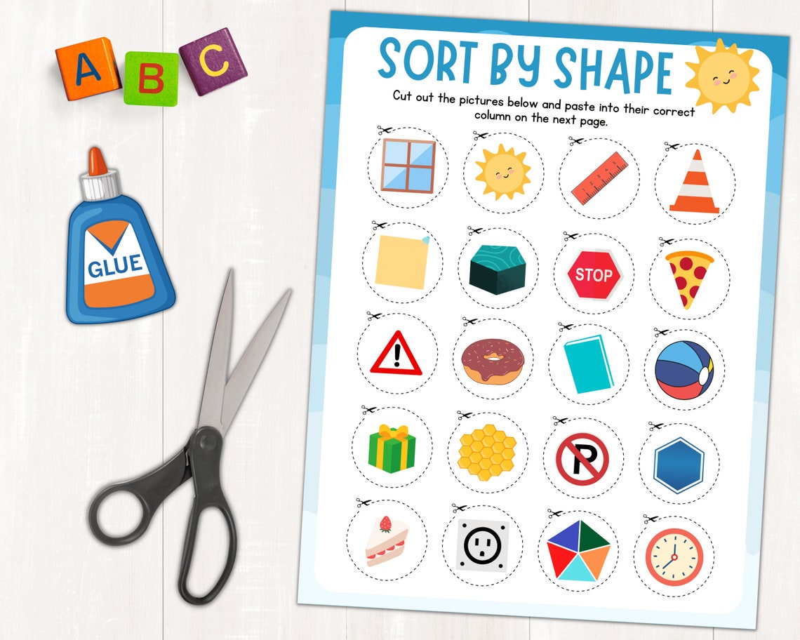 2D & 3D Shapes Sorting Activity Printable Worksheets Sort by Shape Cut ...