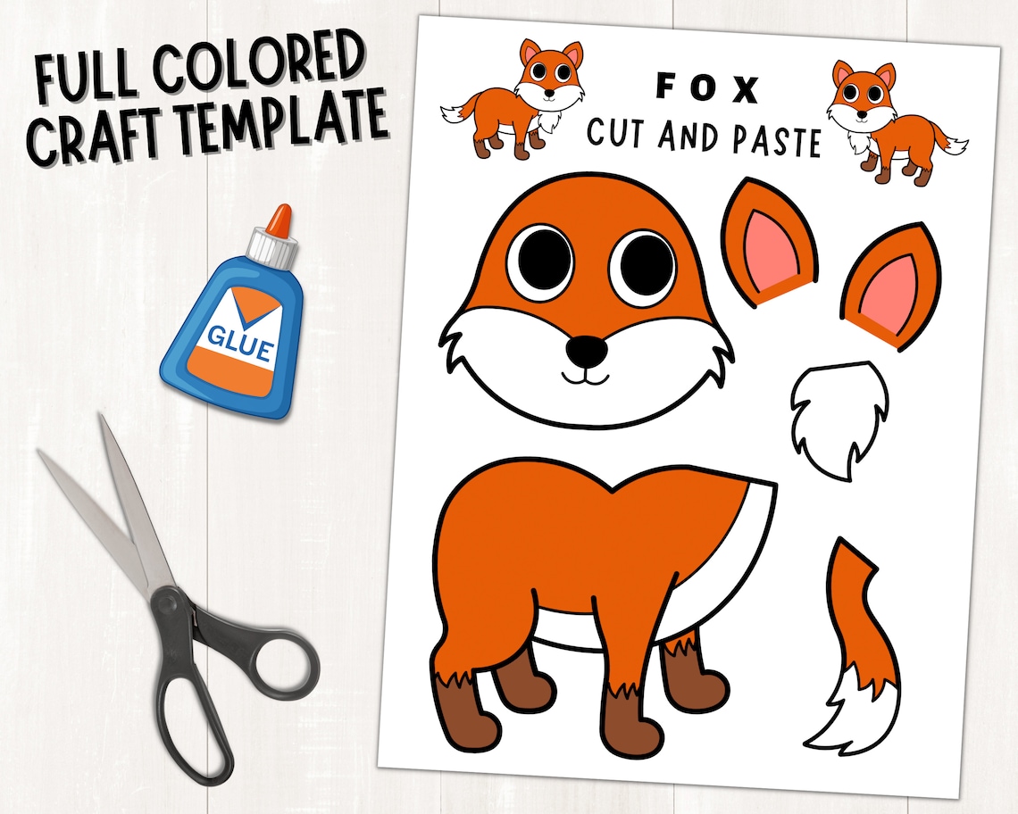 Printable Fox Craft Template for Kids Forest Animal Crafts Build a Fox ...