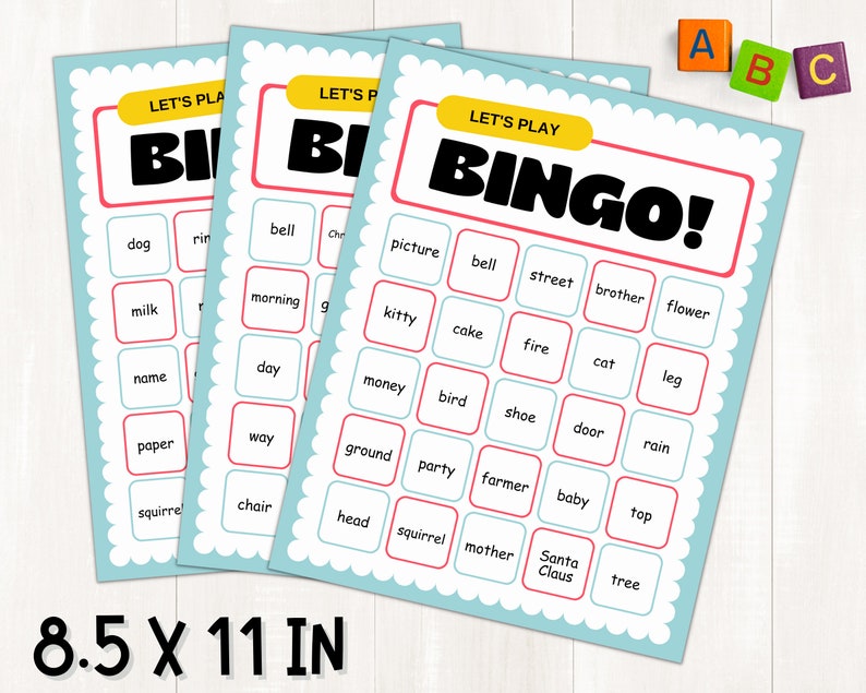 Dolch Noun Sight Words Bingo Game High-frequency Words Vocabulary ...