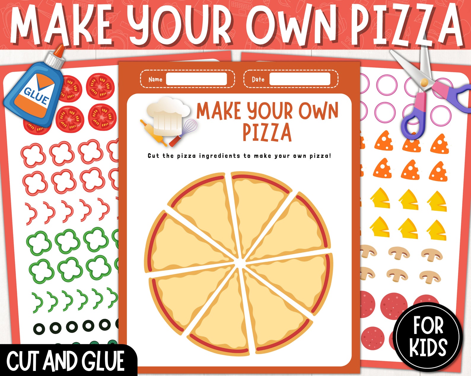 Make Your Own Pizza Activity Sheets | Pizza Craft Printable Template ...