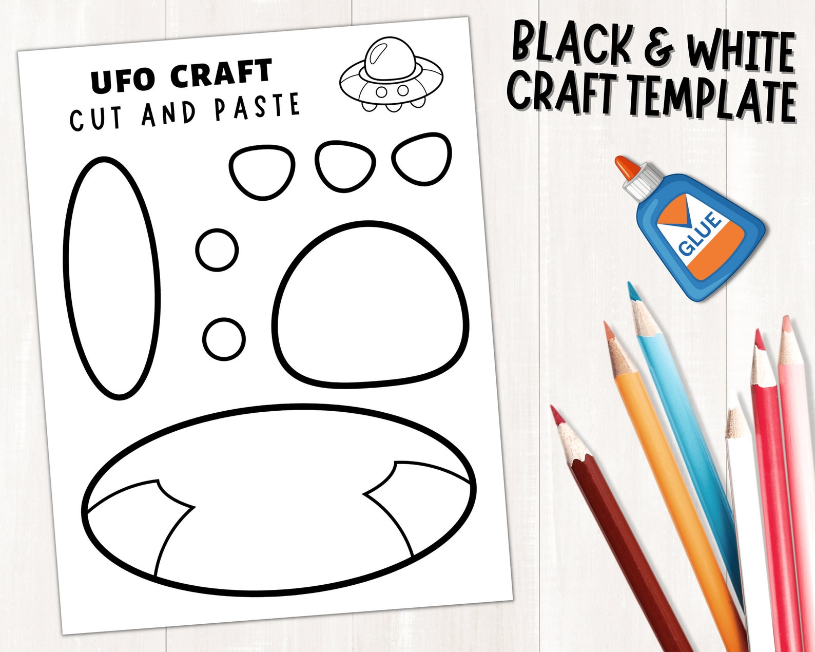 UFO Printable Craft, Outer Space Activity, Build a UFO, Space Ship ...
