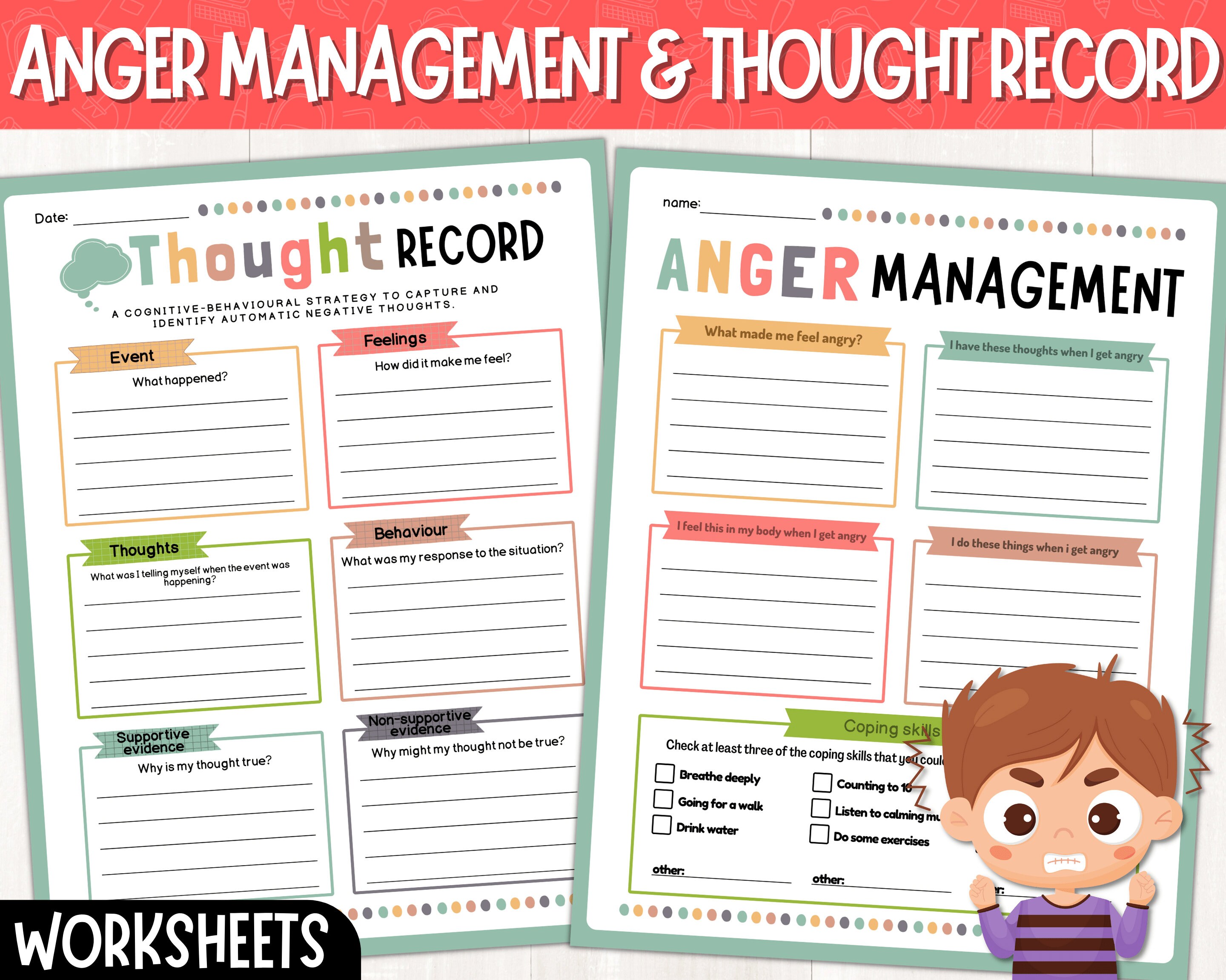Hojas De Trabajo Sobre La Ira ⭐𝗟𝗮𝗽𝗯𝗼𝗼𝗸 😊 De