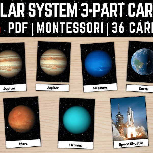 Montessori 3 Part Cards Solar System - Etsy