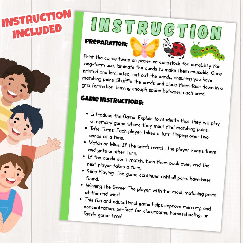 Insect Memory Matching Game Printable | Bug Flashcards for Toddlers ...