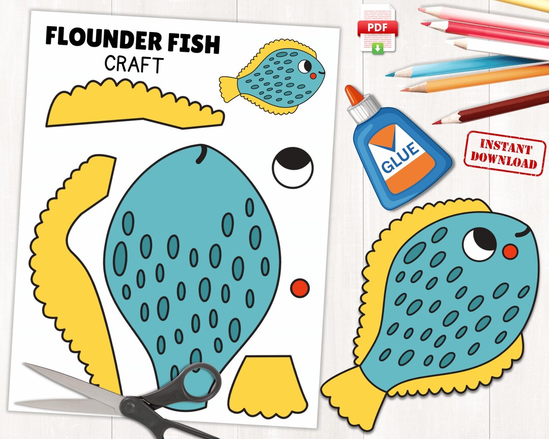 Flounder Fish Craft Printable | Ocean Animal Summer Build a Fish for ...