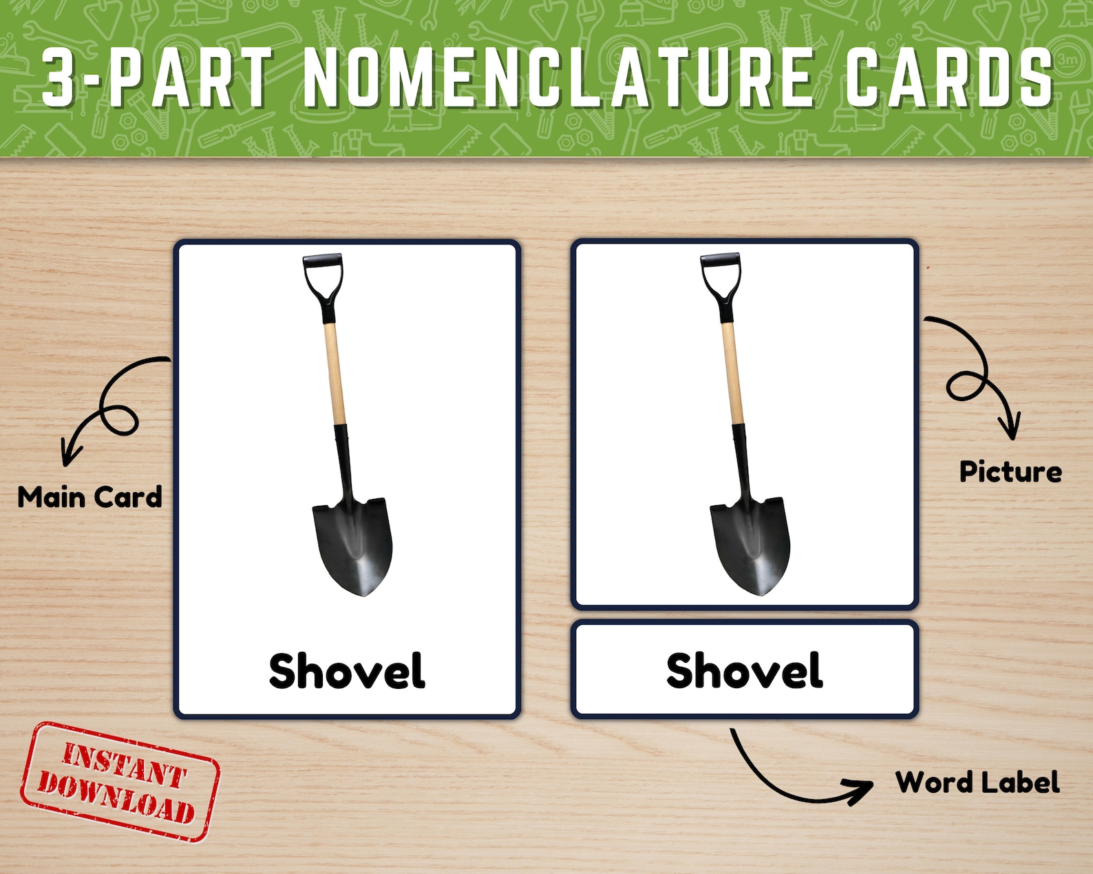 Printable Gardening Tools Flashcards, Garden Tools Montessori 3-parts ...