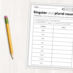 Singular and Plural Nouns Worksheets & Activities | Grammar Worksheets ...