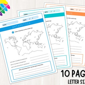 The 7 Continents of the World Worksheets | Continents Labeling ...
