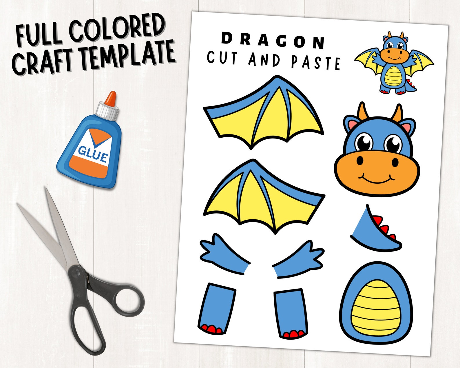 Printable Dragon Craft for Kids | Fairytales Activities | Build a ...