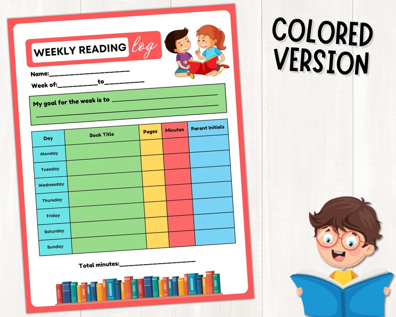 Weekly Reading Logs Printable Weekly Reading Trackers Reading Homework ...