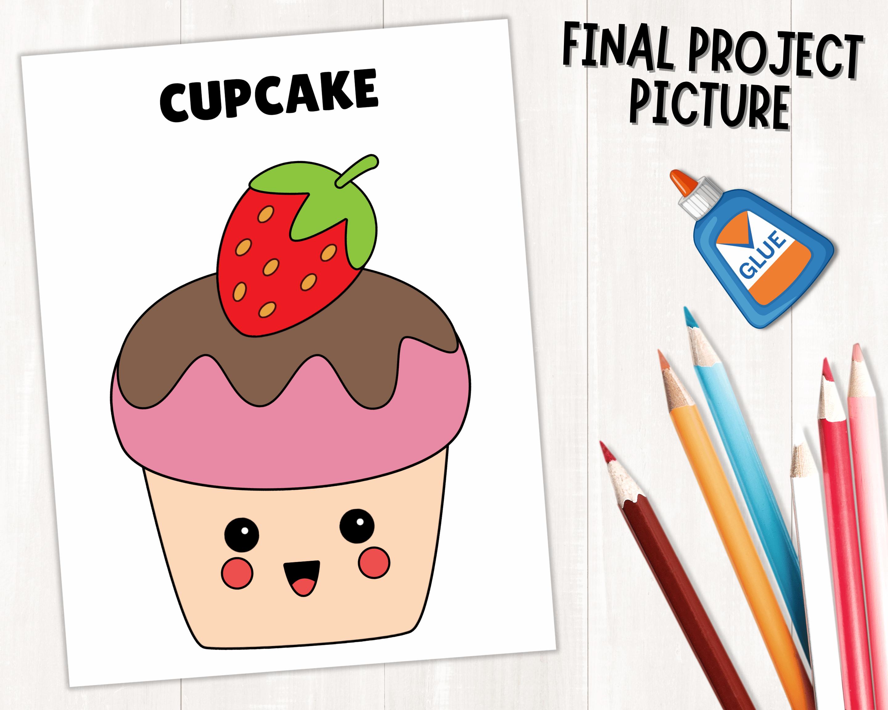 Printable Cupcake Craft: Kids Cut & Paste Activity + Coloring Page (PDF ...