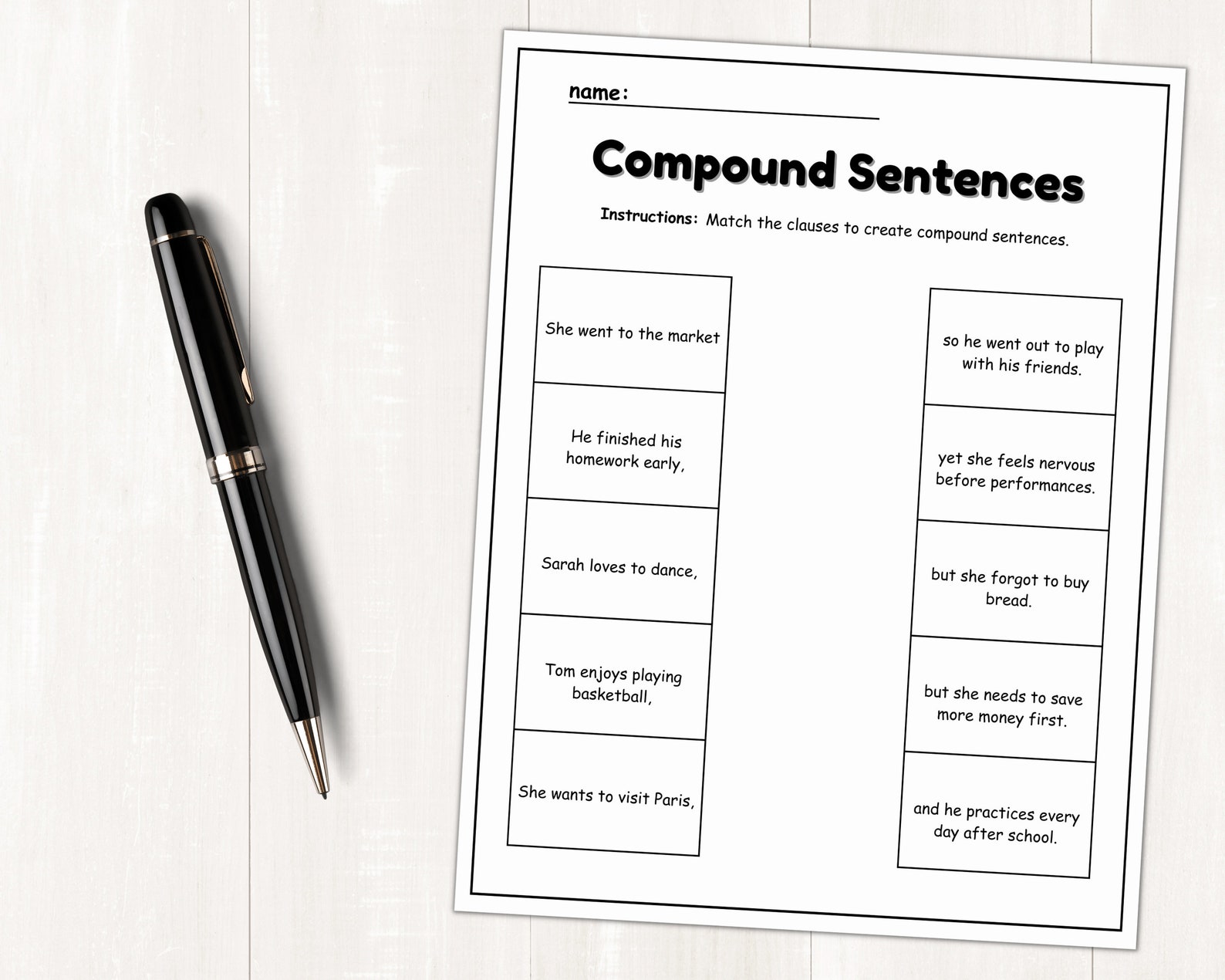 Compound Sentence Worksheets | Sentence Structure | Coordinating ...