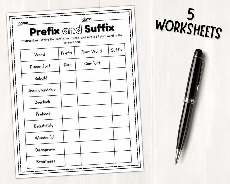 Prefix and Suffix Worksheets & Activities | Root Words | Affixes ...