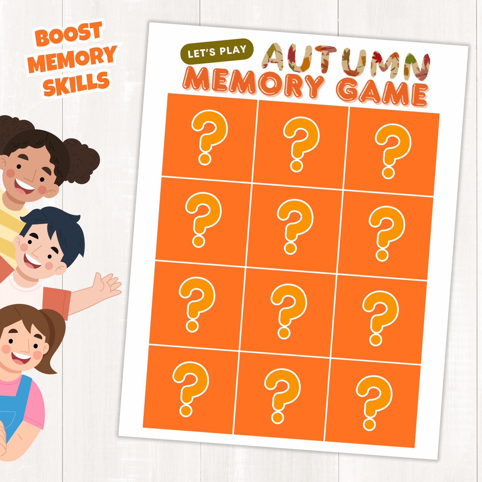 Autumn Memory Game Printable for Kids | Fall Matching Cards for ...