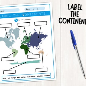 The 7 Continents of the World Worksheets | Continents Labeling ...