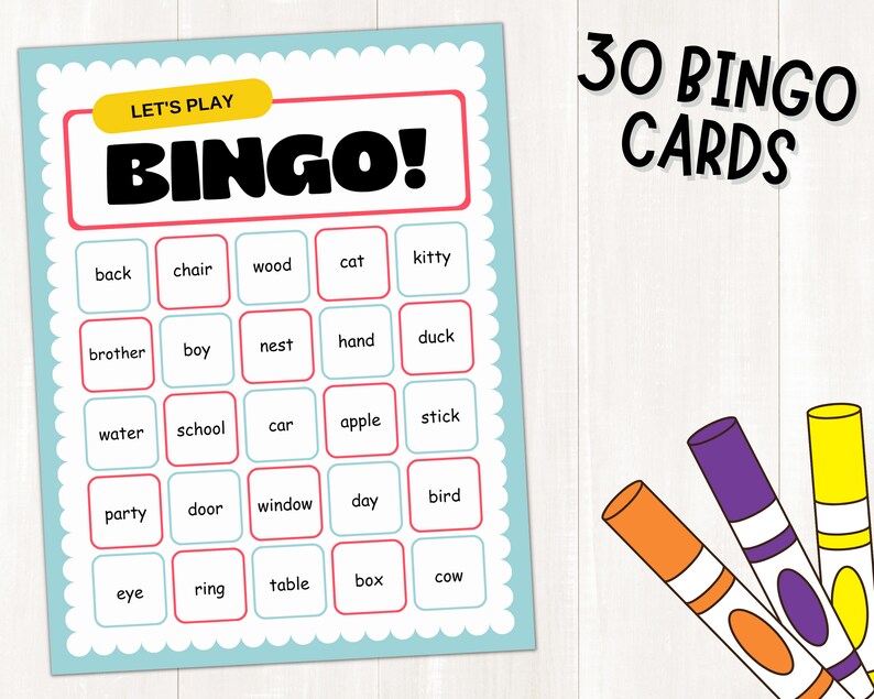 Dolch Noun Sight Words Bingo Game High-frequency Words Vocabulary ...