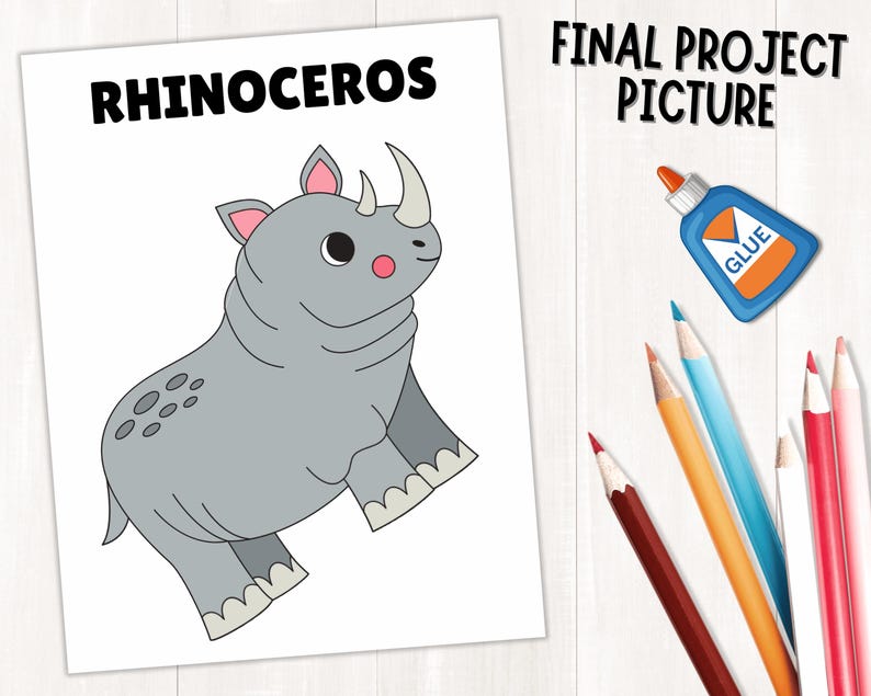 Printable Rhino Craft for Kids | African Animal Activity | Rhinoceros ...