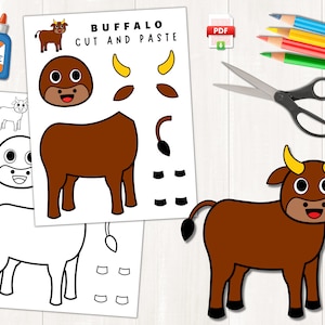 Printable Buffalo Craft Template | Domestic Animal Crafts | Color, Cut ...