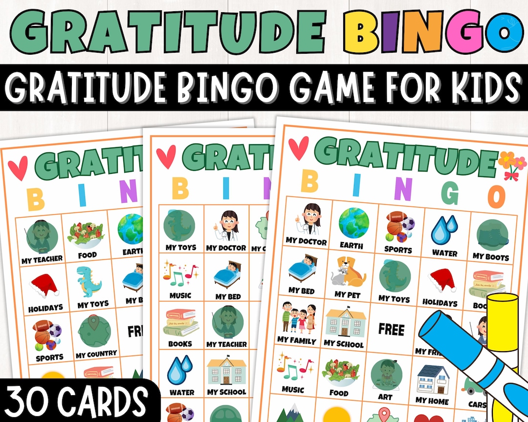 Printable Gratitude Bingo Game | 30 Gratitude Bingo Cards ...