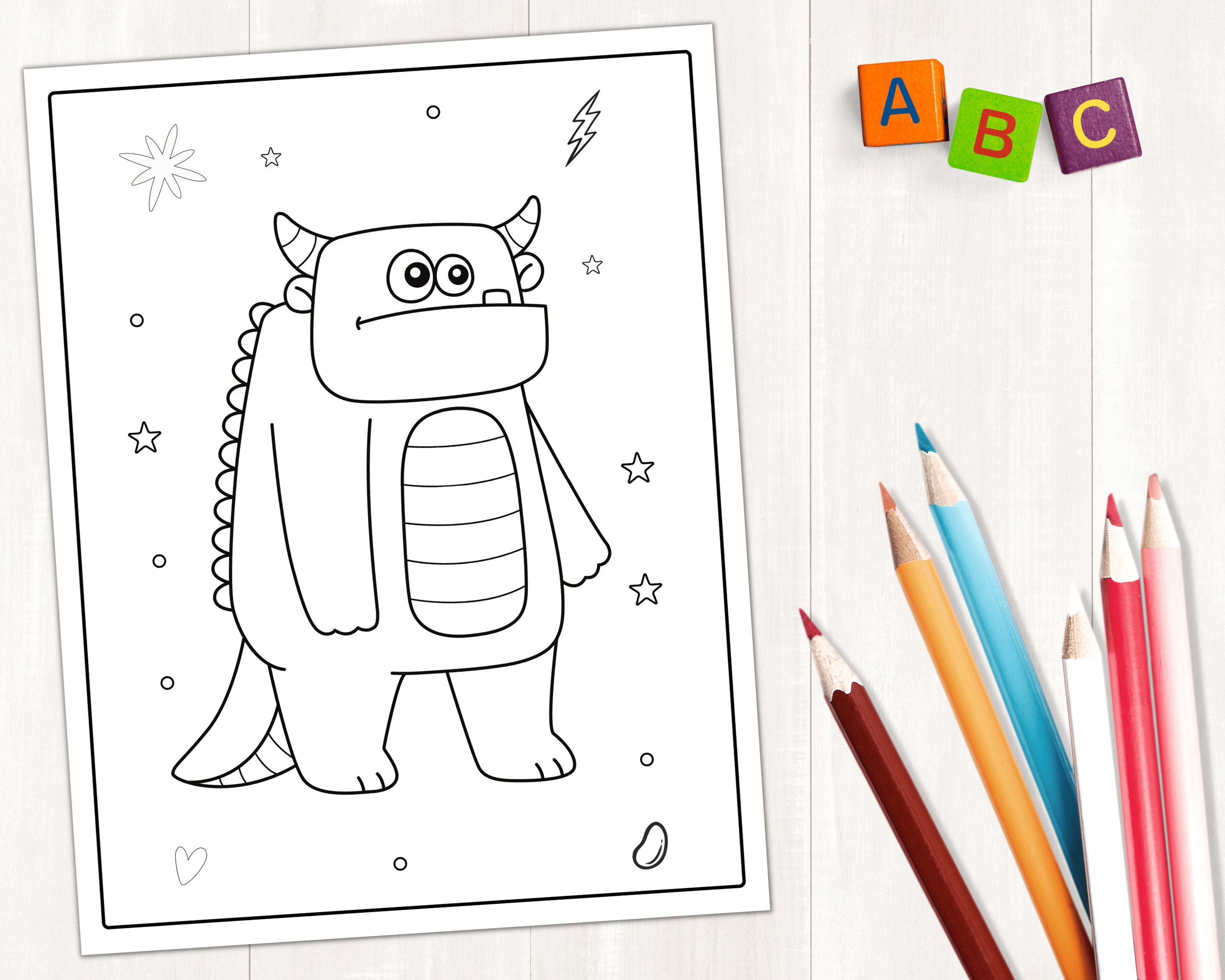 Printable Monsters Coloring Pages Halloween Activities - Etsy