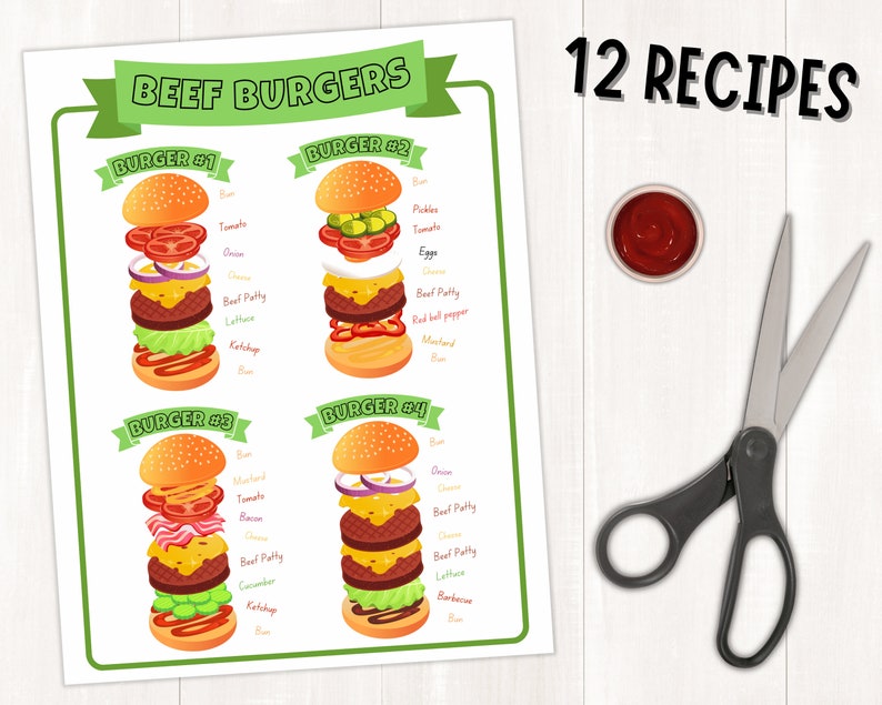 Build a Burger Game for Kids Pretend Play Preschool Activity Burger ...