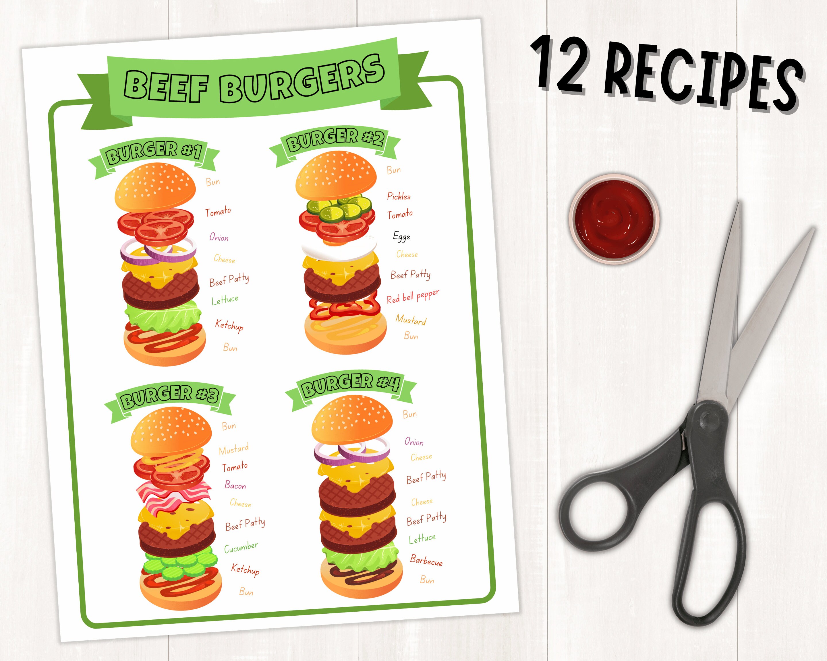 Build a Burger Game for Kids Pretend Play Preschool Activity Burger ...