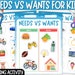 Needs Vs. Wants Sort Worksheets | Cut and Paste Activity | Needs and ...