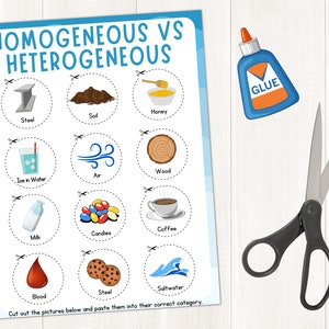 Heterogeneous and Homogeneous Mixtures Sorting Activity | Cut and Paste | Science Activity ...