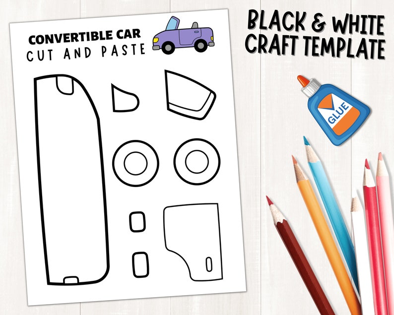 Convertible Car Craft for Kids | Car Printable Template ...