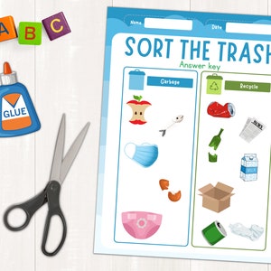 Trash Sorting Activity Printable Worksheets | Earth Day Activities ...