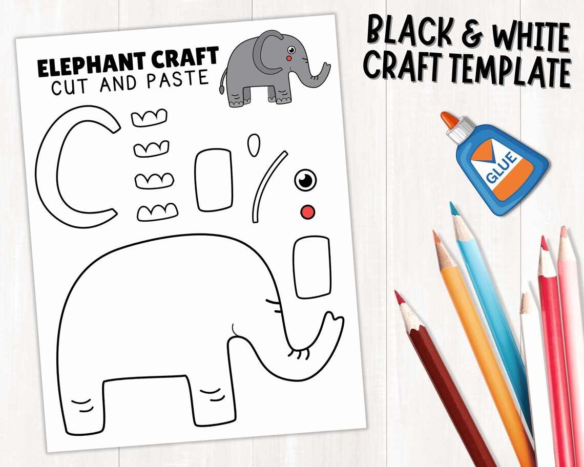 Elephant Craft Template | Printable Elephant Craftivity | Color, Cut ...