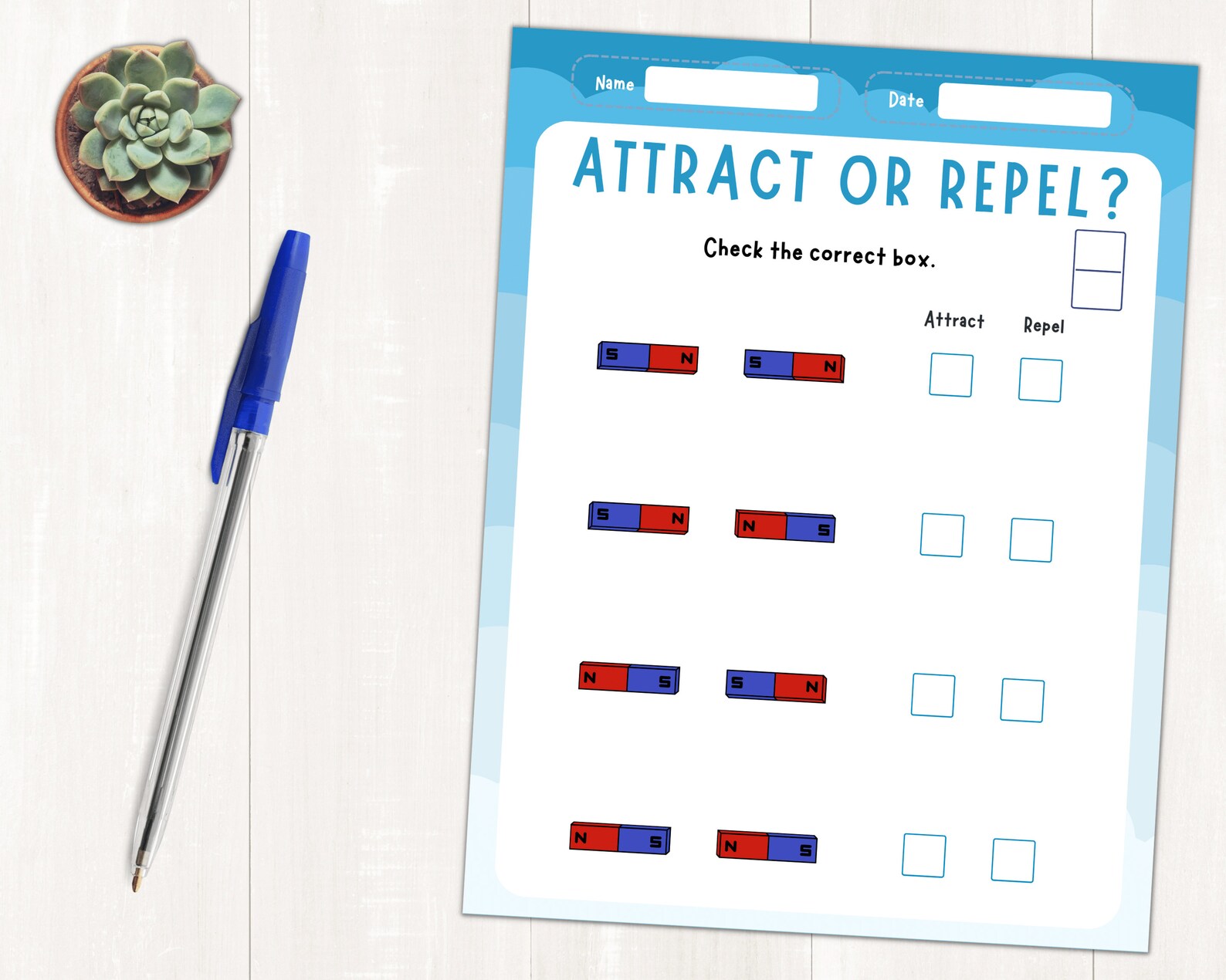 Magnets: Attract or Repel Worksheets, Magnets Activities, Magnetism ...
